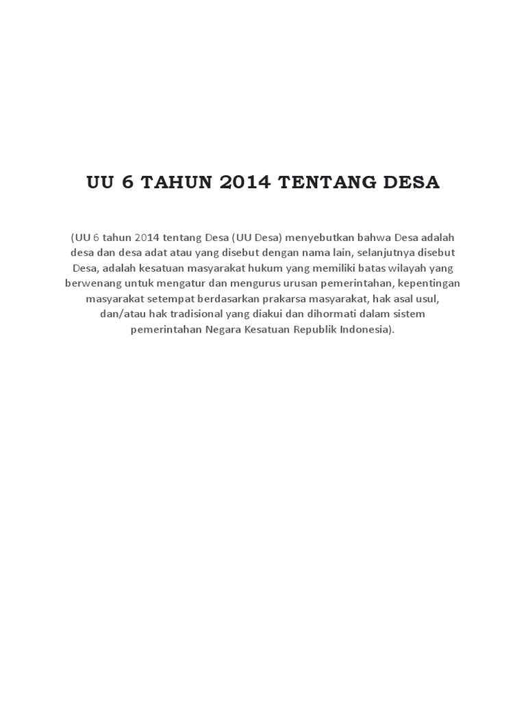 Uu 6 Tahun 2014 | PDF