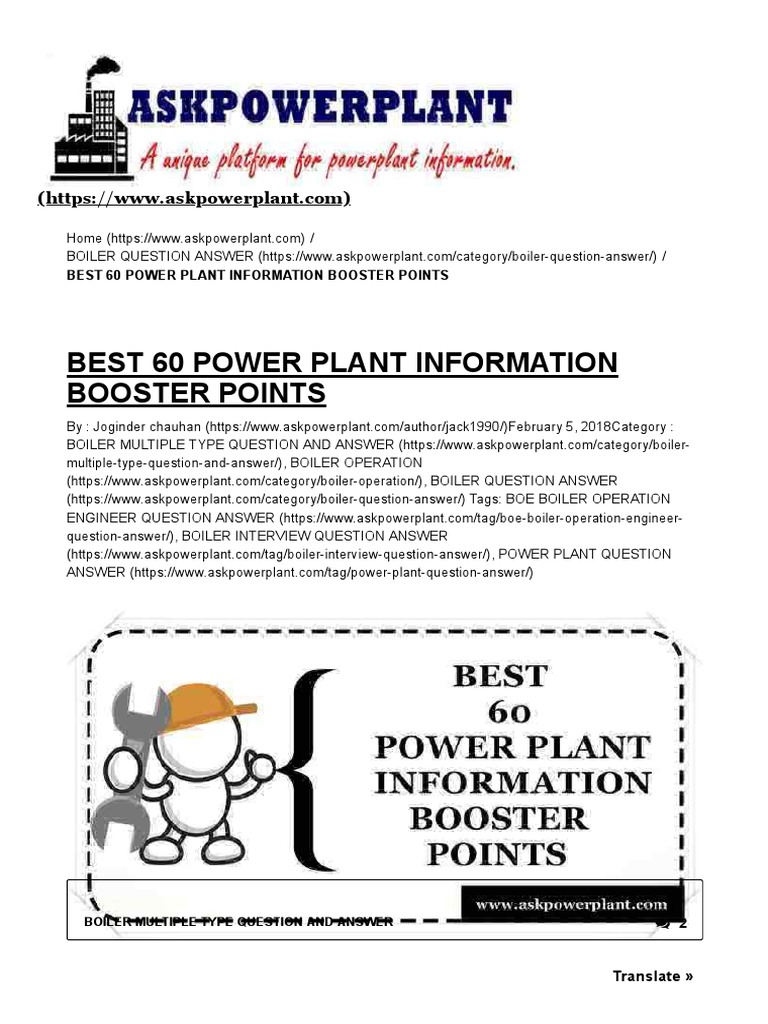 Best 60 Power Plant Information Booster Points - Askpowerplant | PDF ...