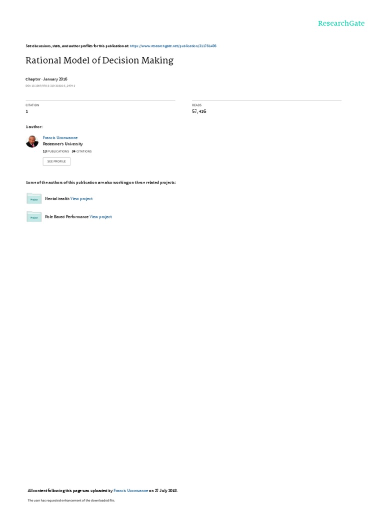 Rational Model of Decision Making: January 2016 | PDF | Choice ...