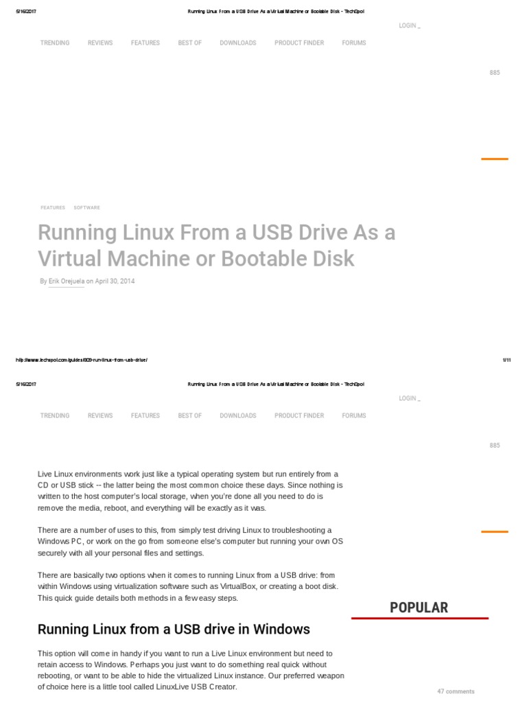 Running Linux From A USB Drive As A Virtual Machine or Bootable Disk - TechSpot | PDF | Linux ...