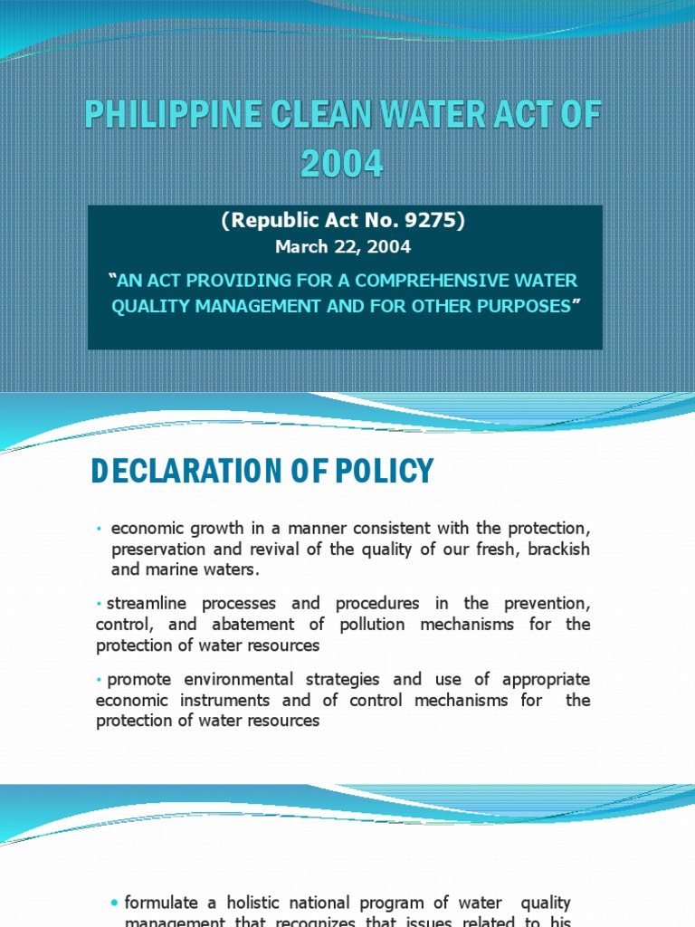Philippine Clean Water Act | PDF | Clean Water Act | Water Quality