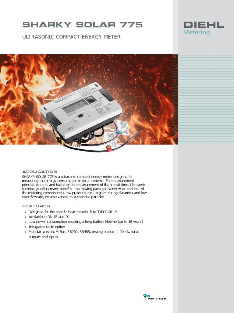 Sharky Solar 775 Energy Meter Guide | PDF | Flow Measurement | Ultrasound
