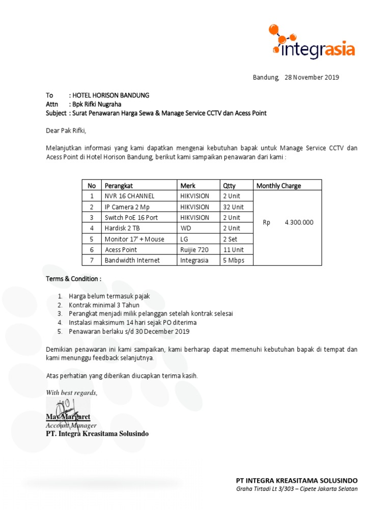 Surat Penawaran Harga CCTV & AP | PDF