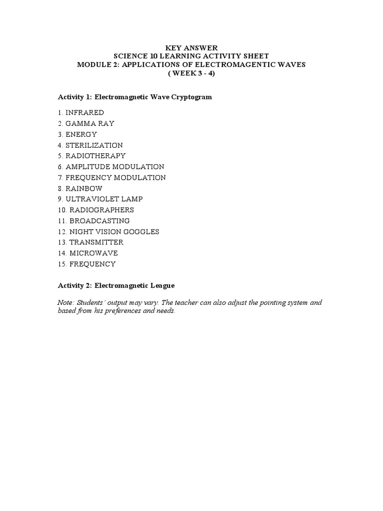 Answer-Key q2 Las G10science Module2 | PDF