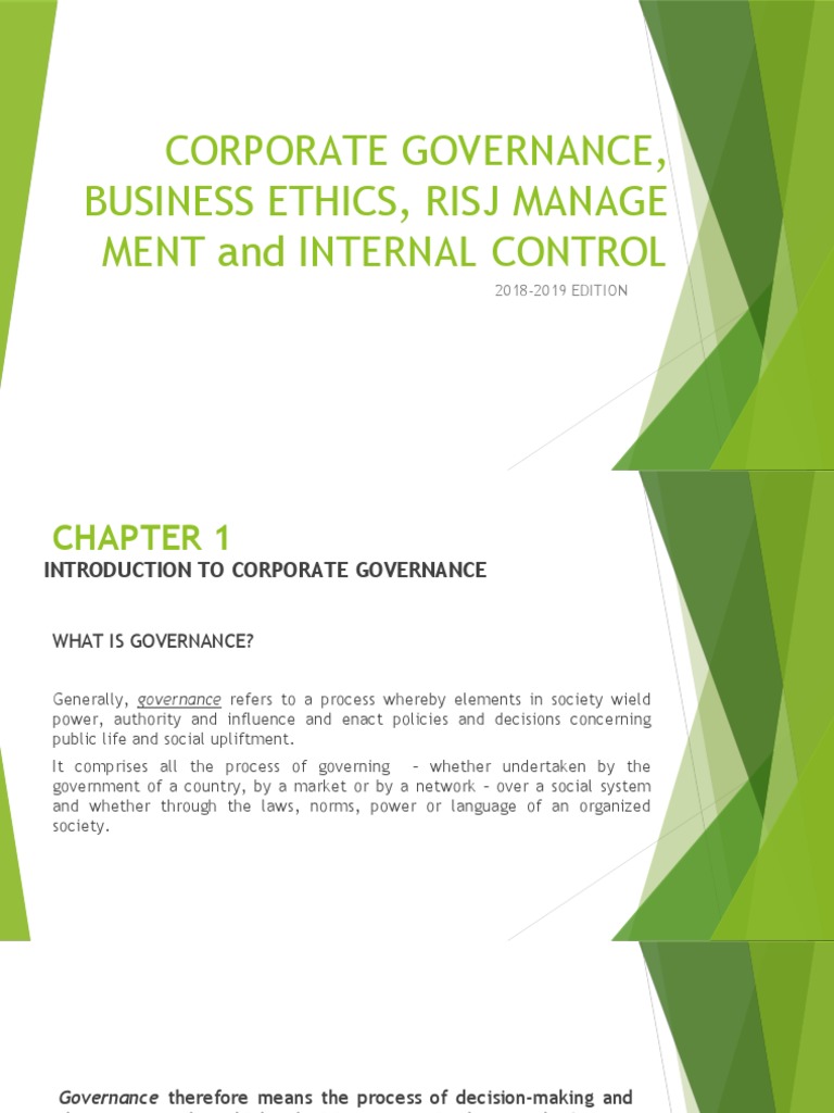 Corporate Governance, Business Ethics, Risj Manage Ment and Internal ...