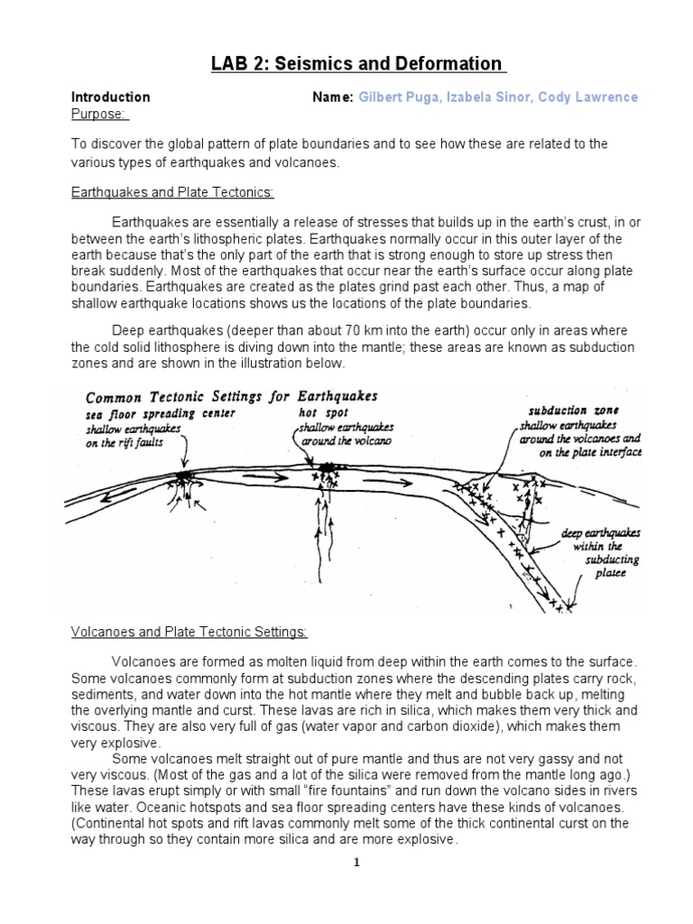 Lab 2 Seismics and Deformation | PDF | Fault (Geology) | Earthquakes