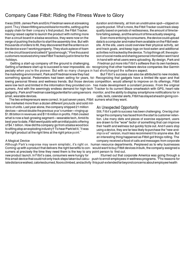 Fitbit's Rise in Corporate Wellness | PDF | Fitbit | Health Insurance ...