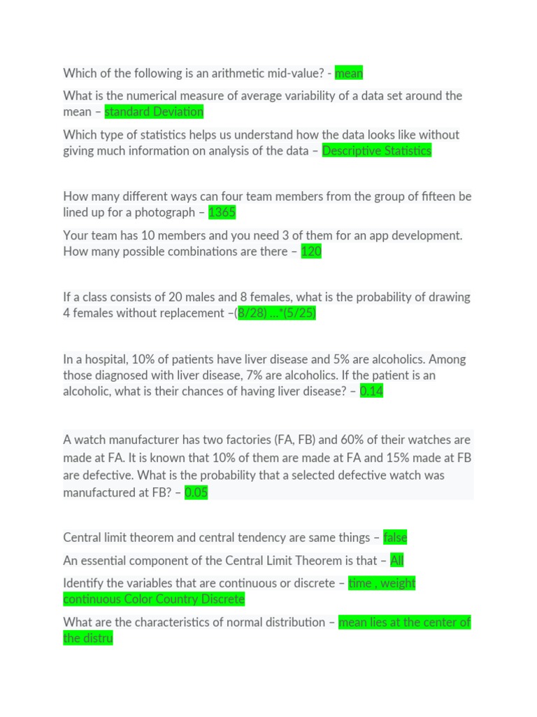 Advanced Statistics and Probability | PDF | Probability Distribution ...