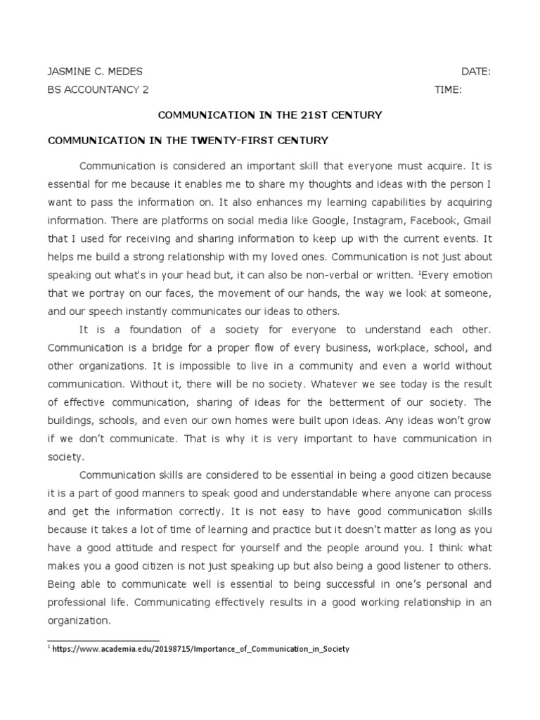 Communication in The 21St Century Communication in The Twenty-First ...