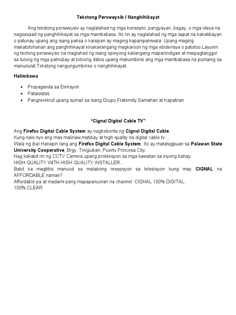 Tekstong Persweysib | PDF