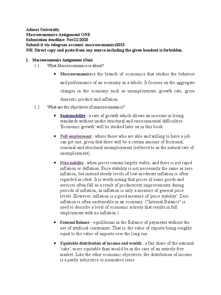 Macroeconomics Assignment 1 Pdf Macroeconomics Economics