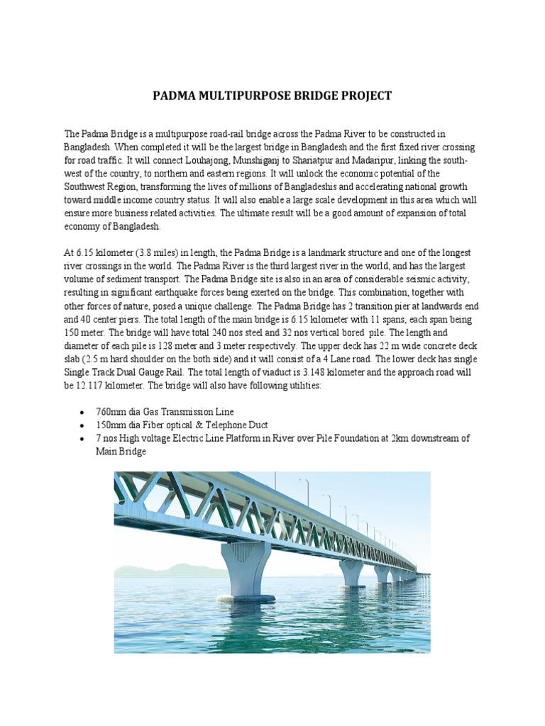 The Padma Bridge Is A Multipurpose Road | PDF | Transport | Railway