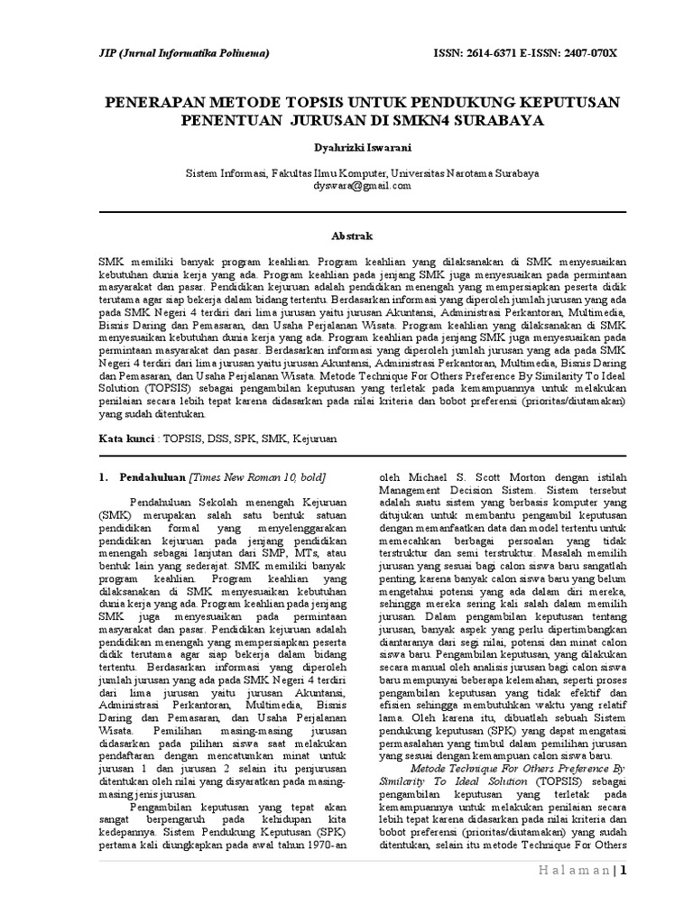 Template JIP (Jurnal Informatika Polinema) | PDF