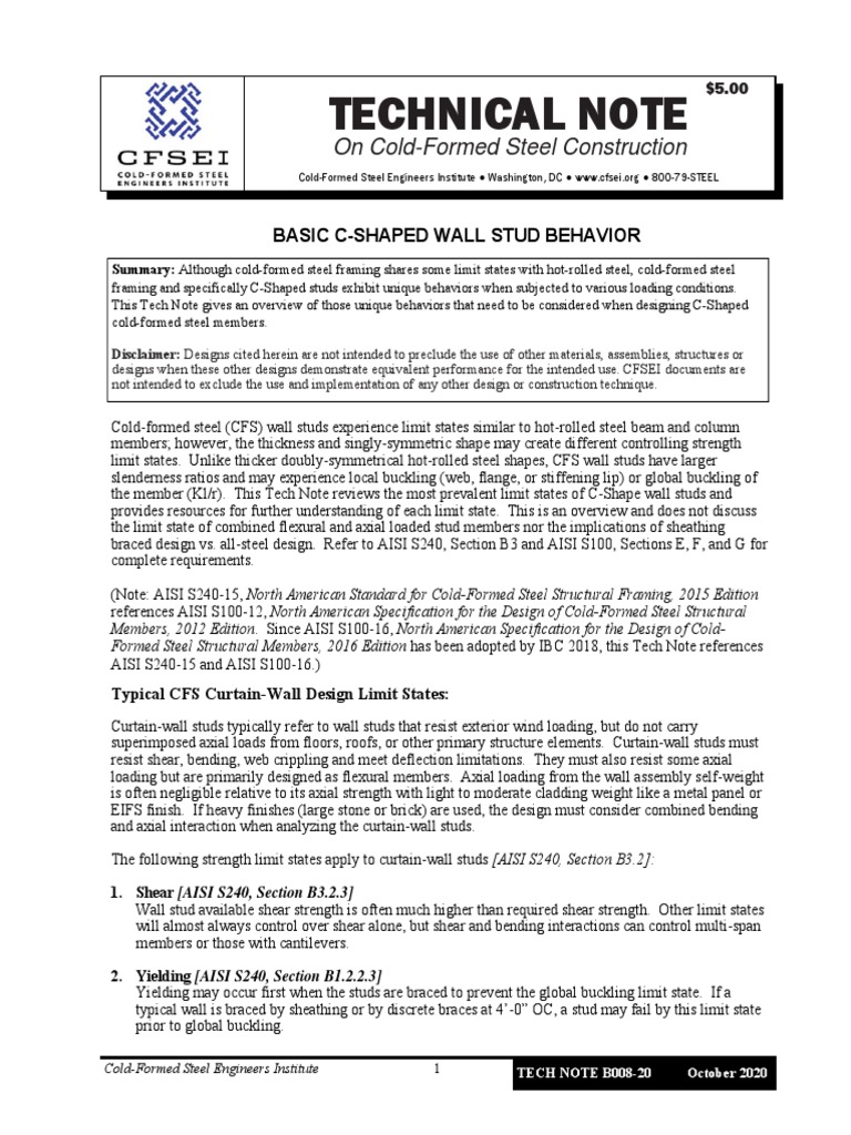TechNote - B008-20-Basic C-Shaped Wall Stud Behavior-WEBFINAL | PDF ...