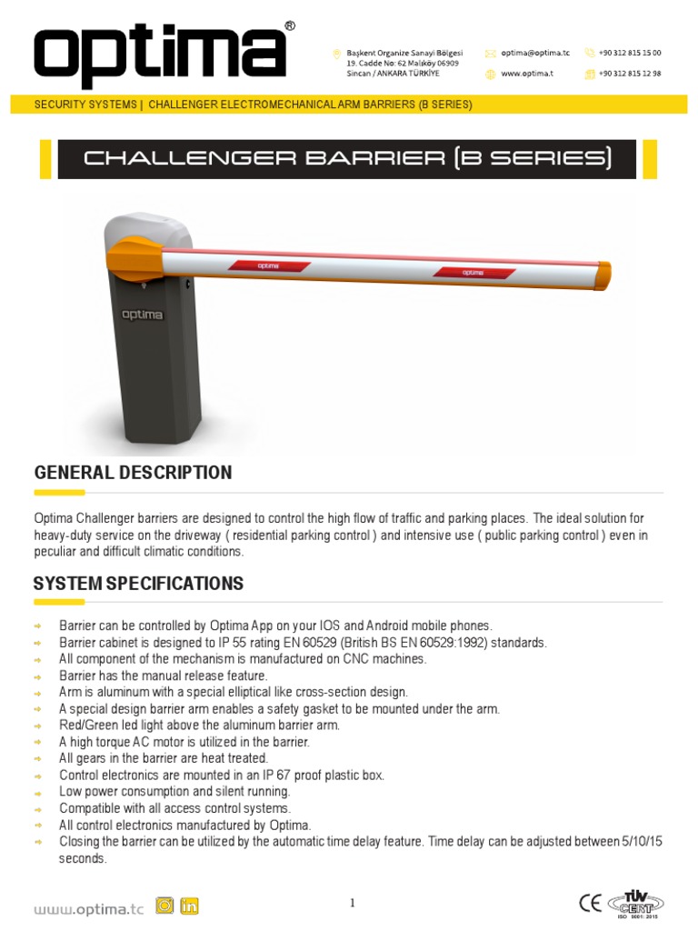 Security Systems - Challenger Electromechanical Arm Barriers (B Series ...