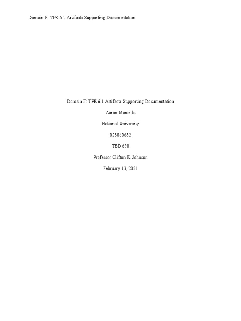 Domain F - Tpe 6 | PDF | Teachers | Educational Psychology