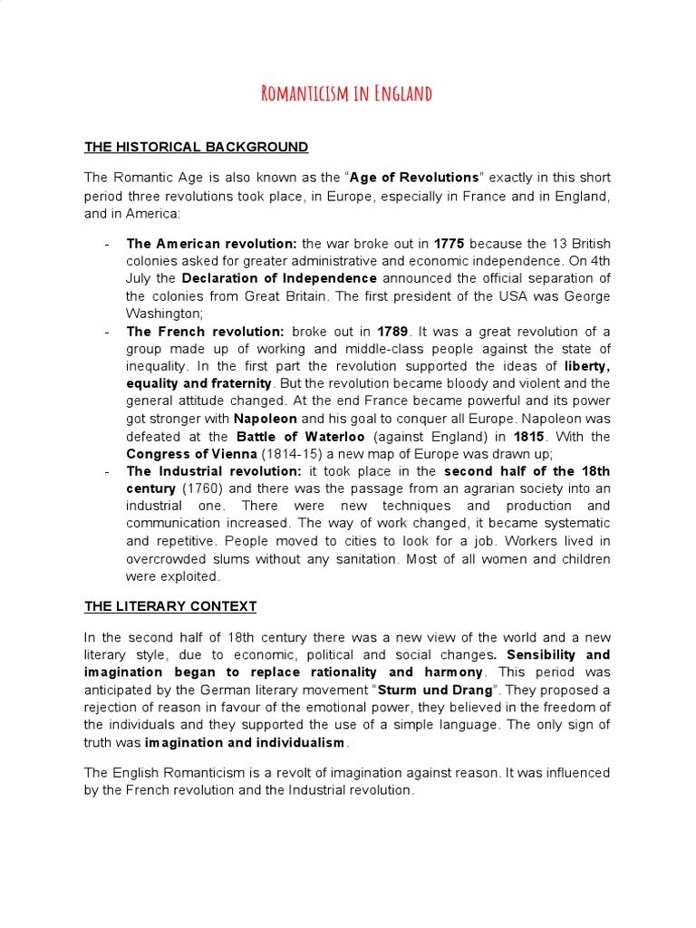 Romanticism in England | PDF | Romanticism | Samuel Taylor Coleridge