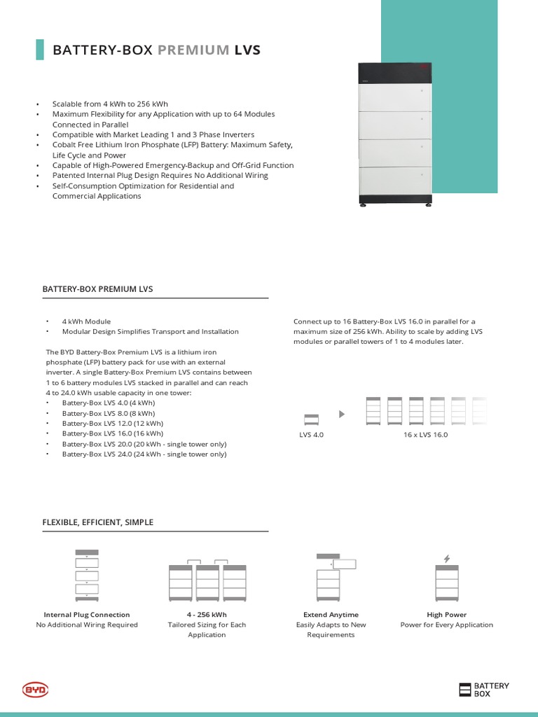 Brochure Batterie Lithium, BYD, Premium LVS HVS Et HVM | PDF | Power ...