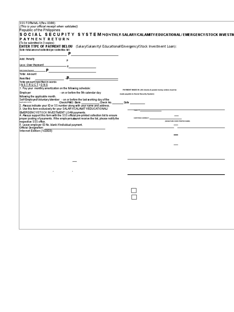 SSS Payment Slip Form for Voluntary Members | PDF | Payments | Employment