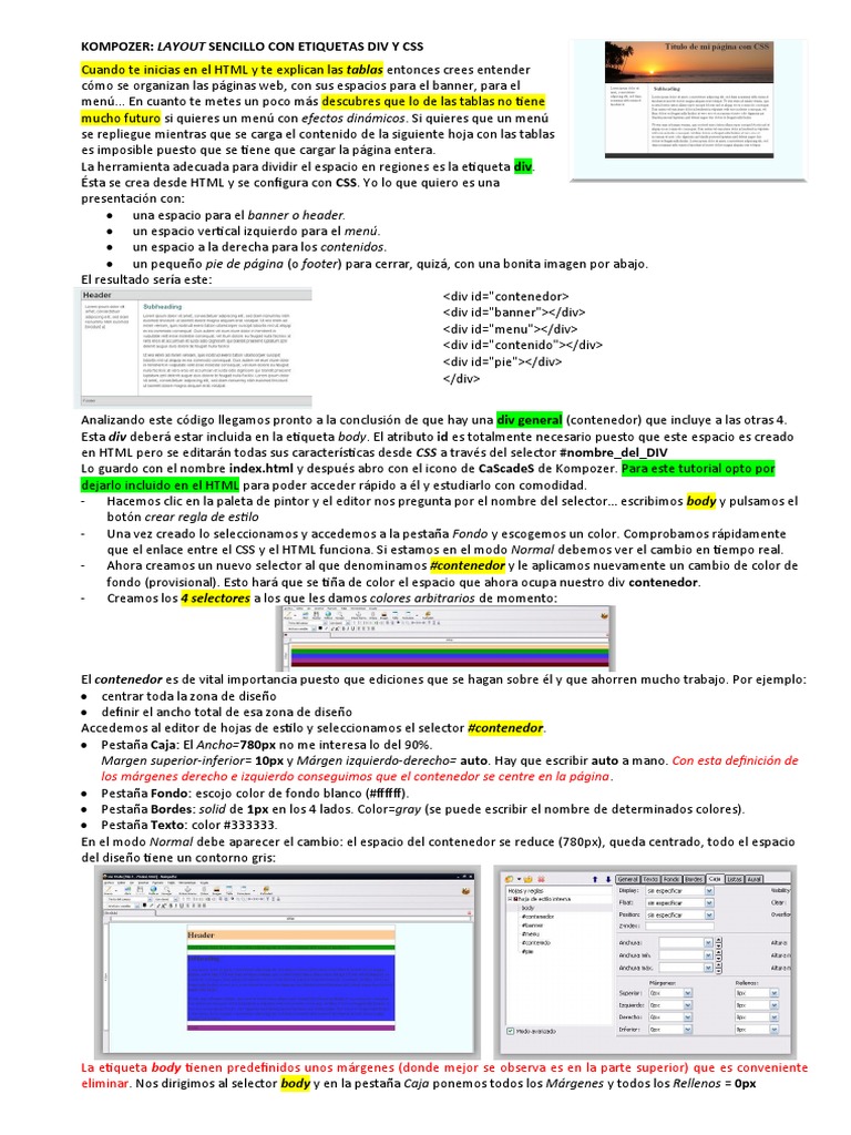 CSS4 Kompozer | PDF | HTML | Desarrollo web