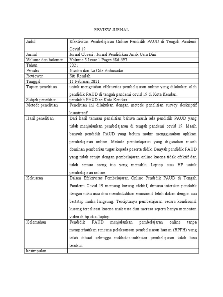 Contoh Review Jurnal | PDF