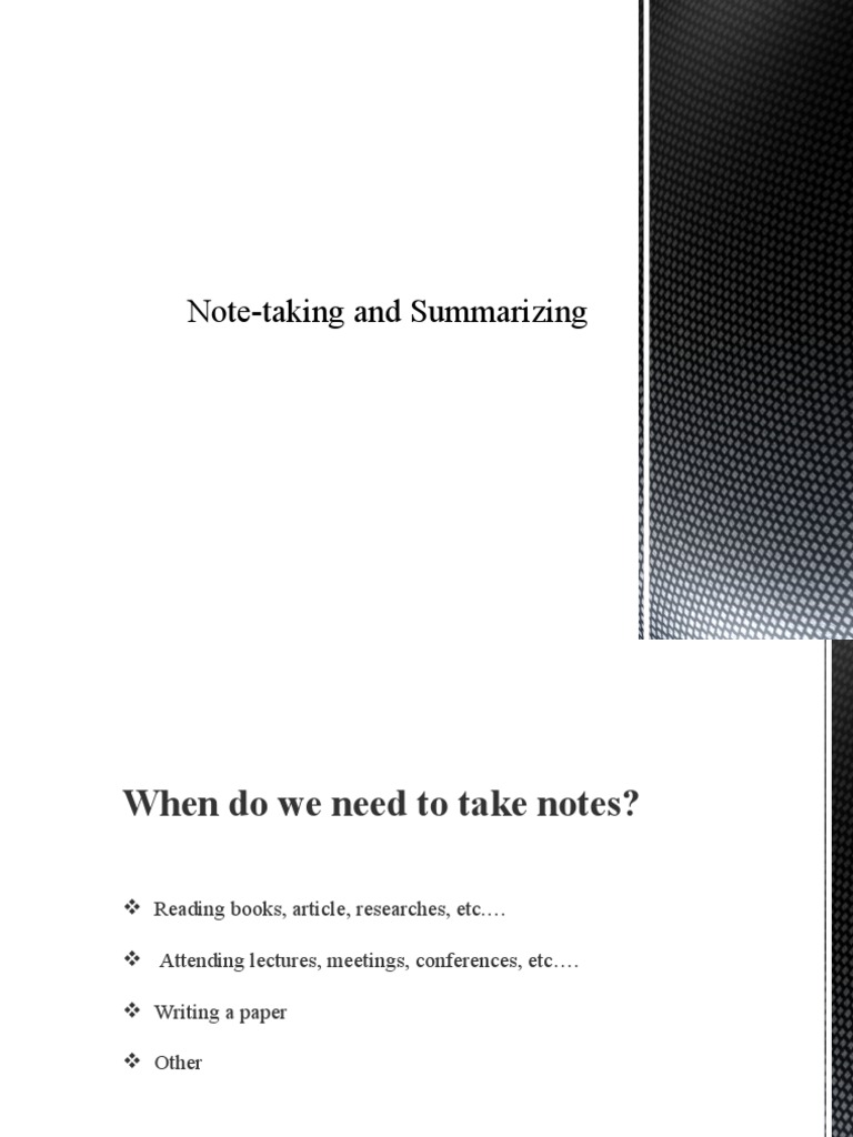 Note-Taking and Summarizing | PDF | Citation | Human Communication