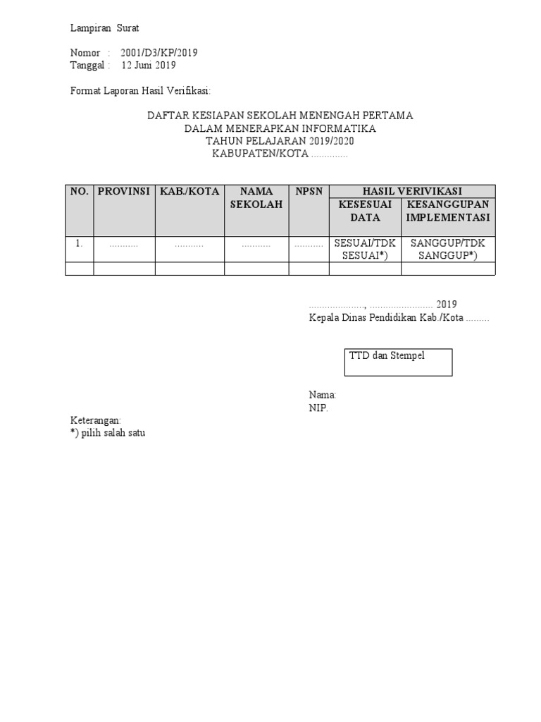 Format Laporan Hasil Verifikasi | PDF
