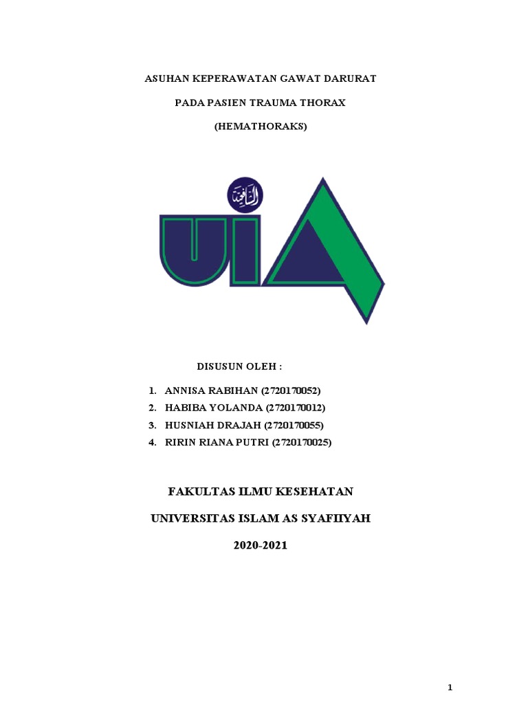 ASKEP GAWAT DARURAT Trauma Thorax 1 | PDF