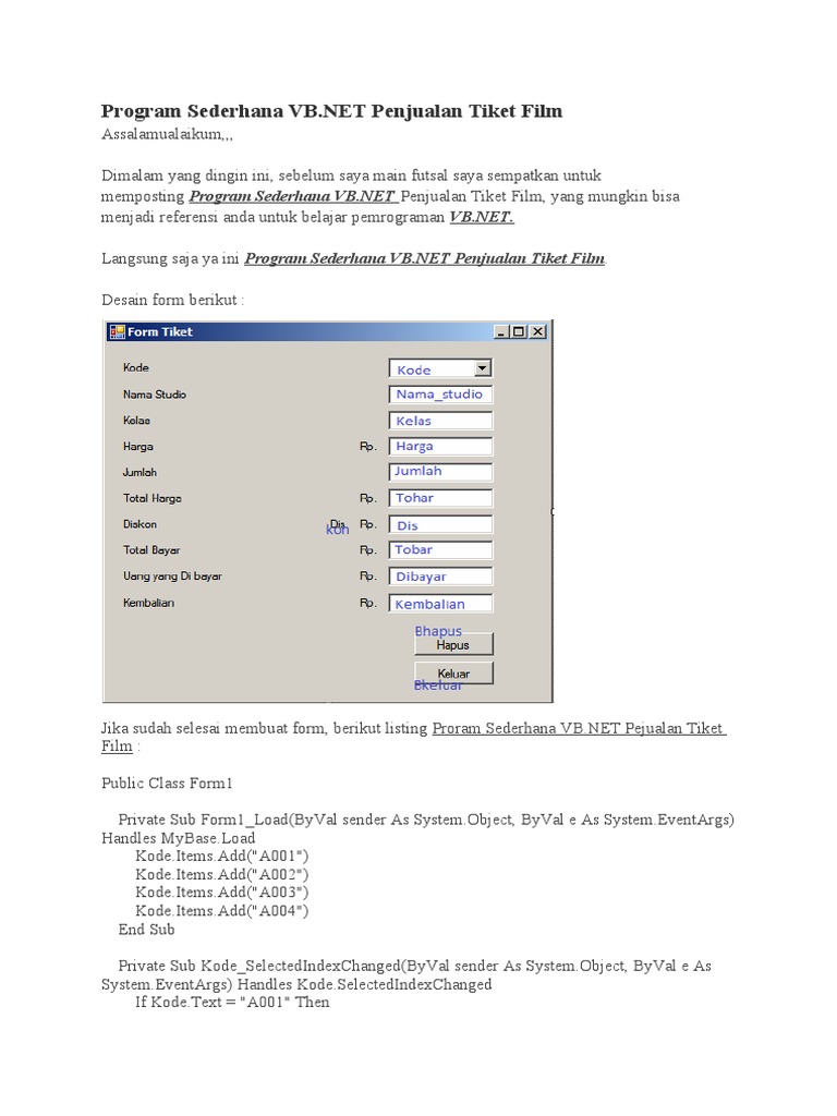 Program Sederhana VB Net | PDF