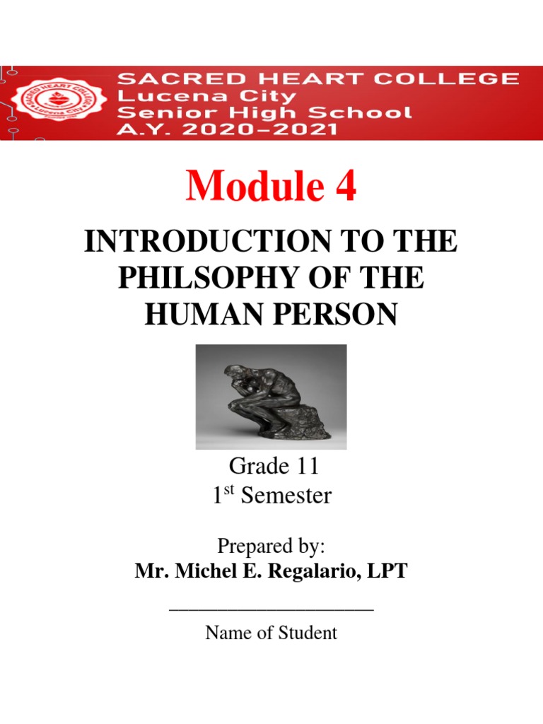 Introduction To The Philsophy of The Human Person: Grade 11 1 Semester ...