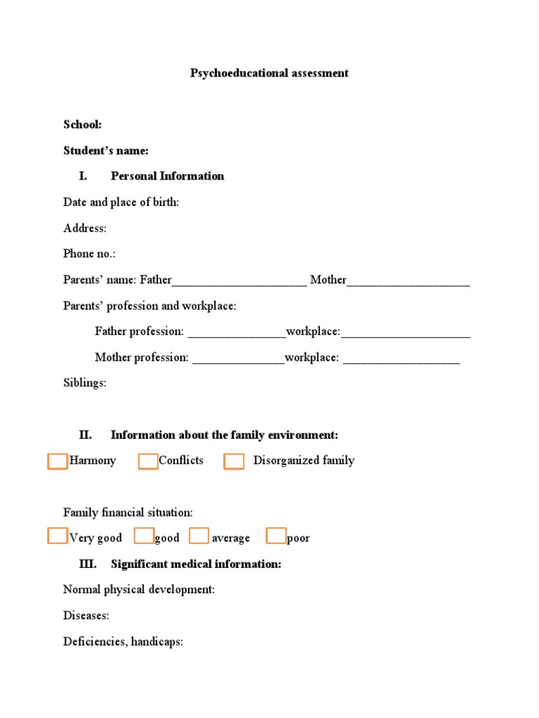 Psychoeducational Assessment Report | PDF