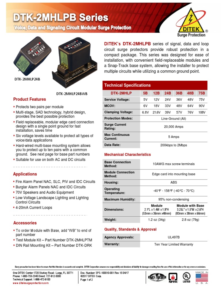 Ditek'S Dtk-2Mhlpb: Product Features | PDF | Equipment | Electric Power