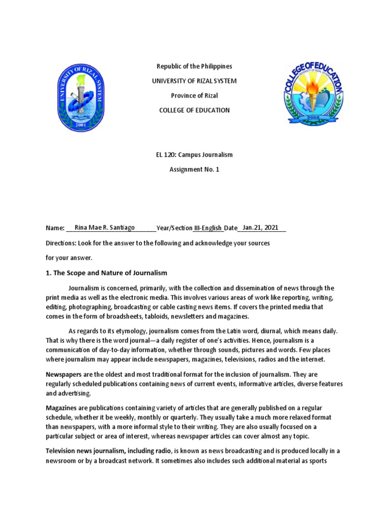 The Scope and Nature of Journalism | PDF | Journalism | Freedom Of The ...