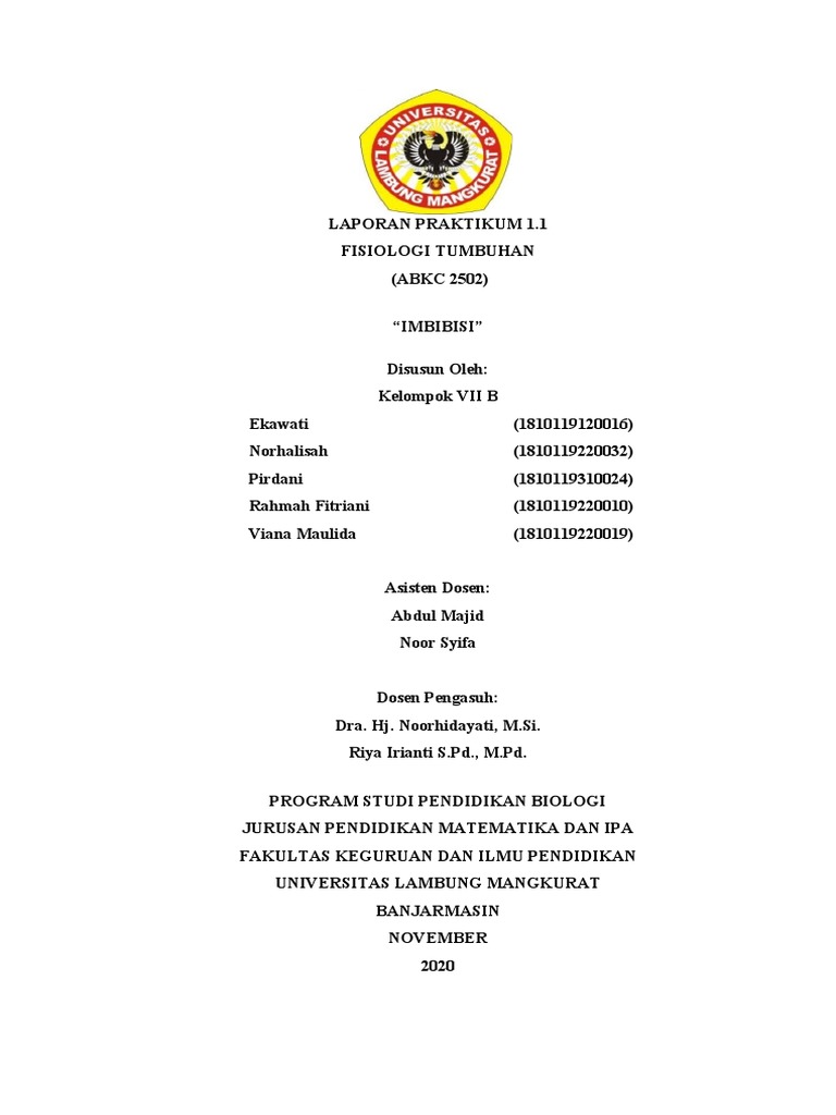 LAPORAN PRAKTIKUM 1.1 Imbibisi (A4) 2 | PDF
