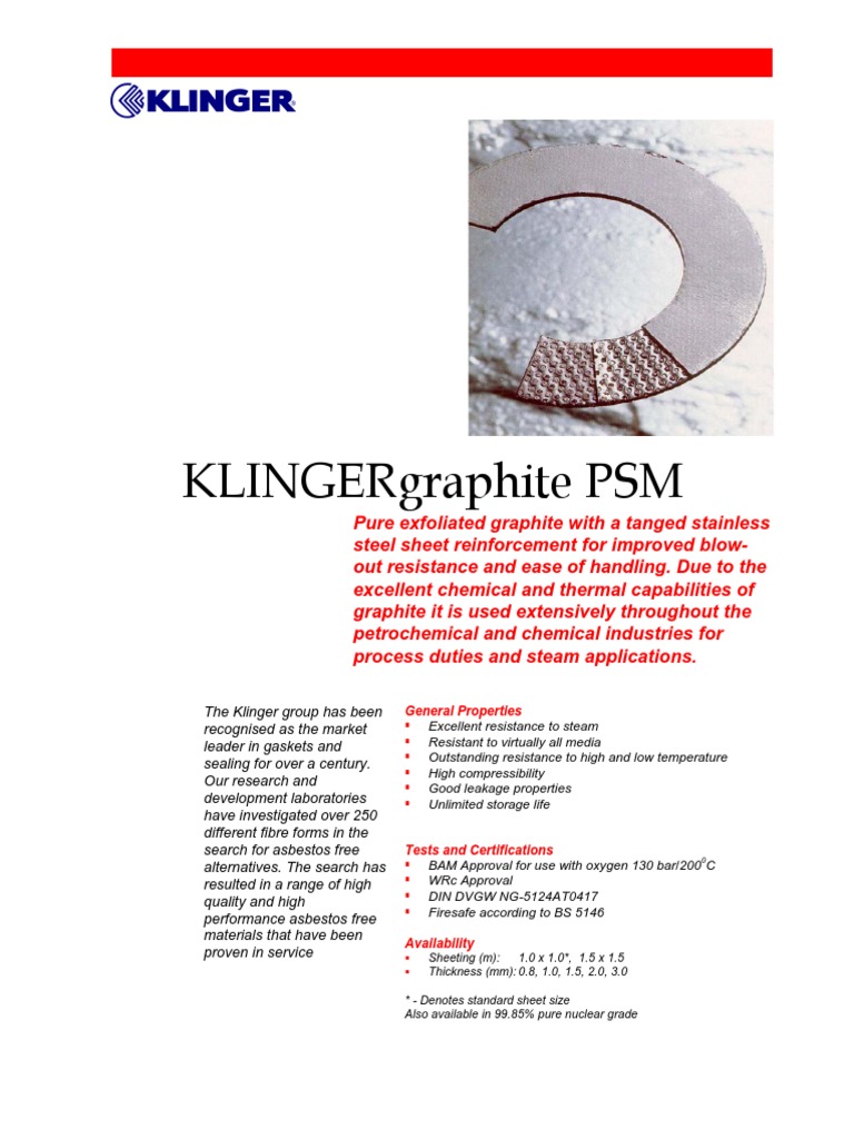 Technical Specifications and Application Guidelines for Klingergraphite ...