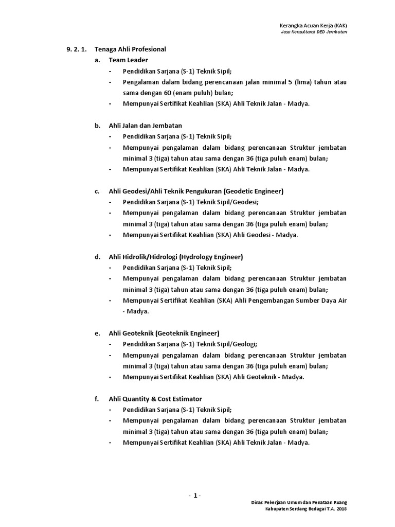 KAK Perencanaan Teknis Dan DED Jembatan | PDF