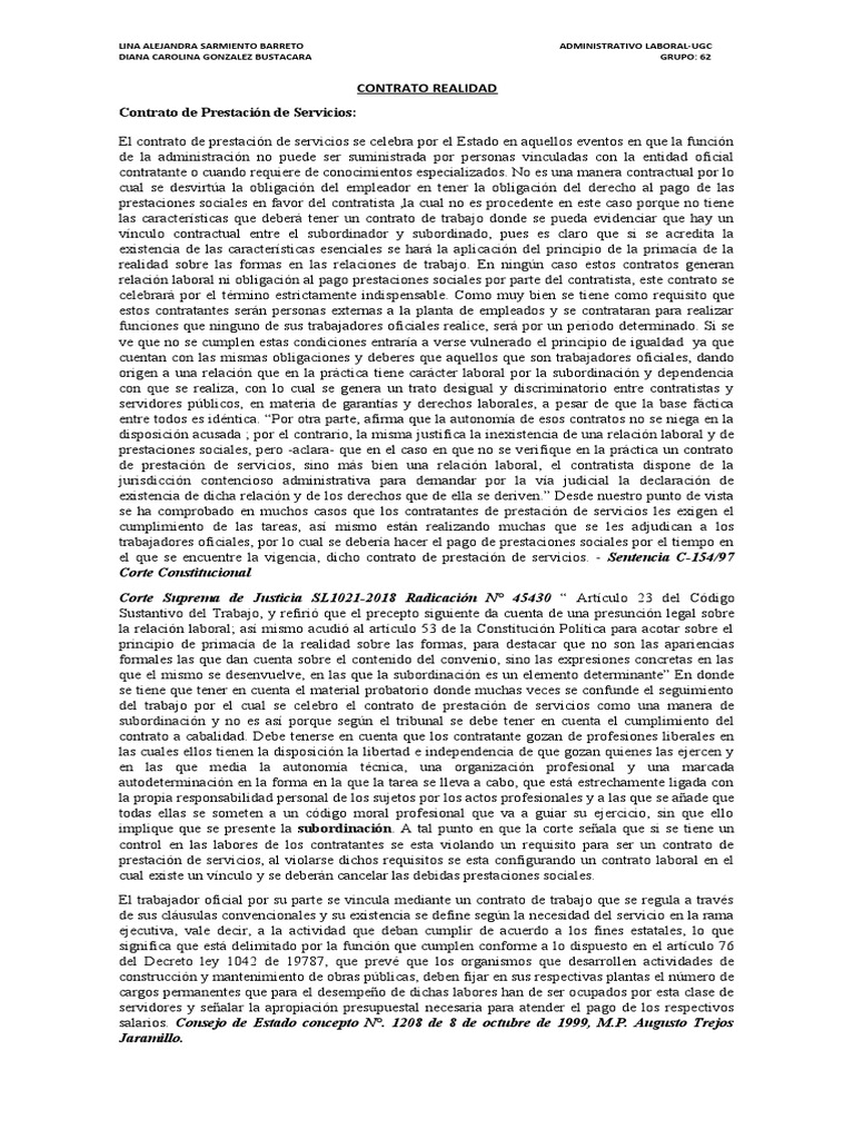 Contrato Realidad | PDF | Derecho laboral | Política