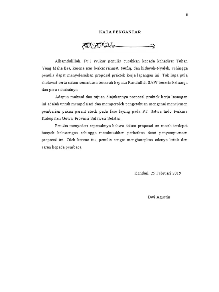 Kata Pengantar Proposal Magang | PDF