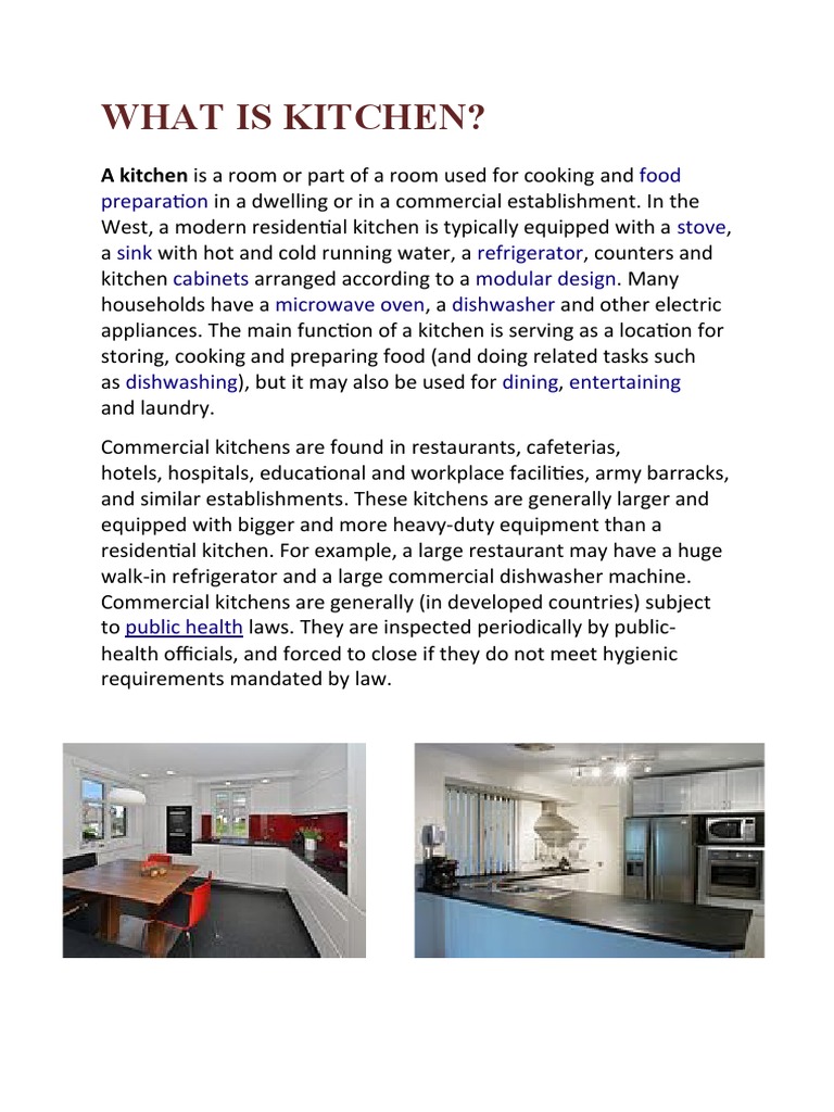 What Is Kitchen?: A Kitchen Is A Room or Part of A Room Used For ...