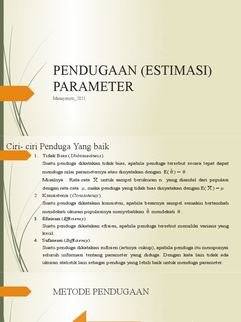 Definisi dan Metode Pendugaan Parameter | PDF