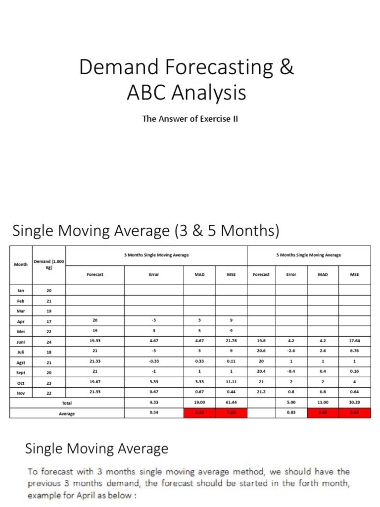 Answer Demand Forecasting & ABC Analysis (Exercise 2) | PDF ...