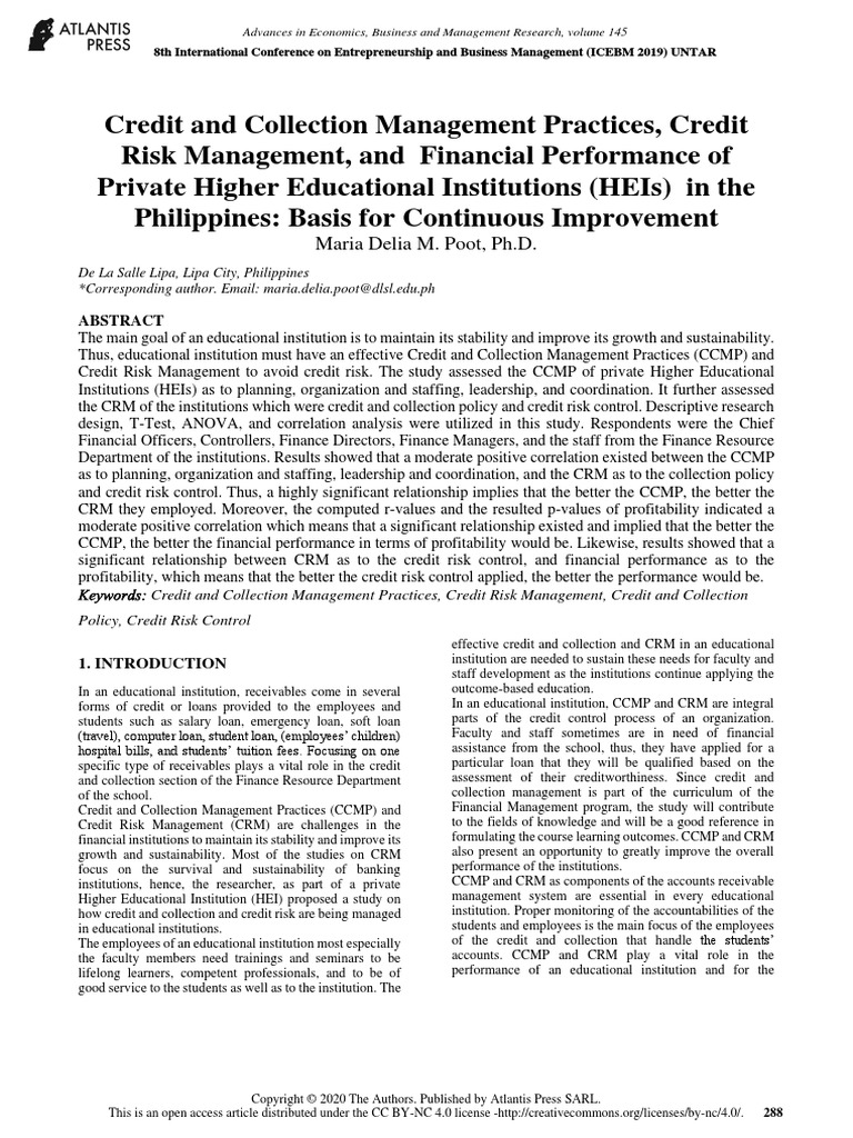 Credit and Collection Management Practices Credit | PDF | P Value ...