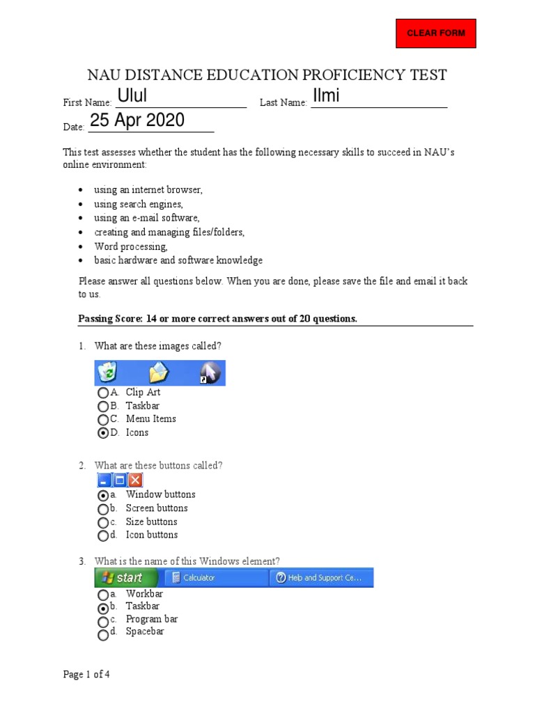 Ulul Ilmi 25 Apr 2020: Nau Distance Education Proficiency Test | PDF ...