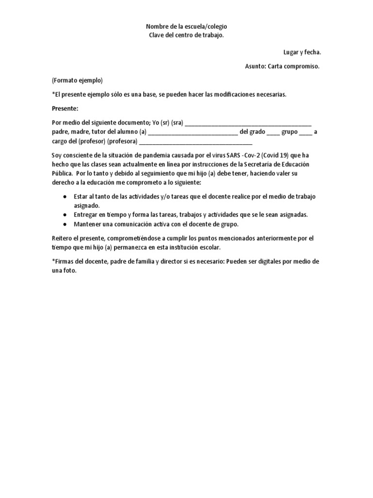 Formato Editable Carta Compromiso | PDF
