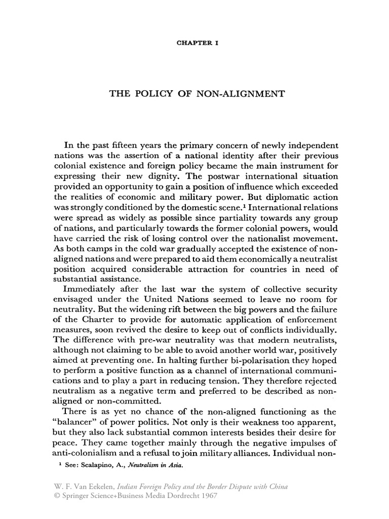 The Policy of Non-Alignment | PDF | Non Aligned Movement | Cold War