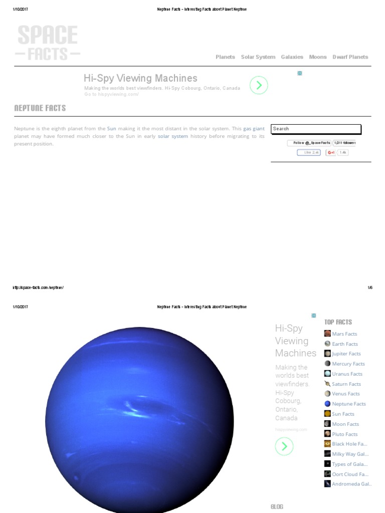 Neptune Facts - Interesting Facts About Planet Neptune | PDF | Neptune ...