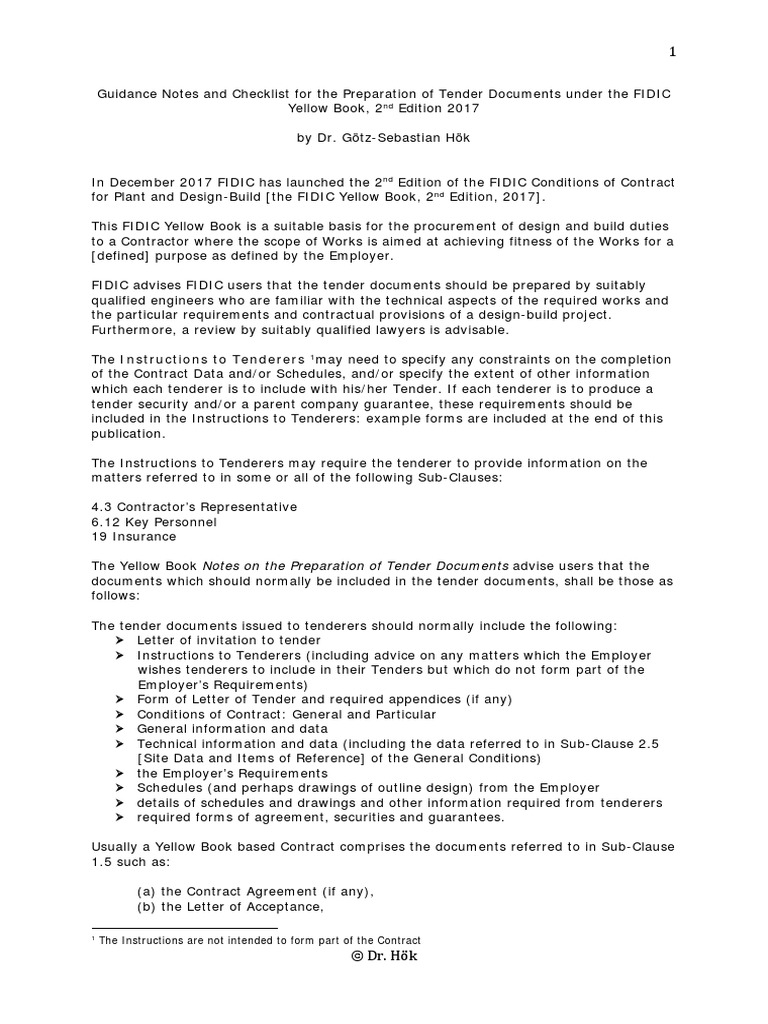 Guidance Notes and Checklist For The Preparation of Tender Documents ...