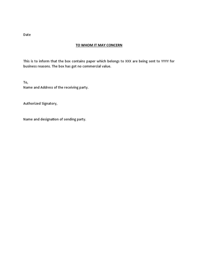 Declaration Letter For Courier | PDF