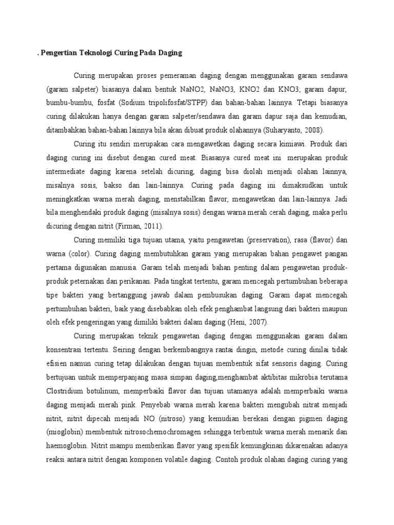 Pengertian Teknologi Curing Pada Daging | PDF