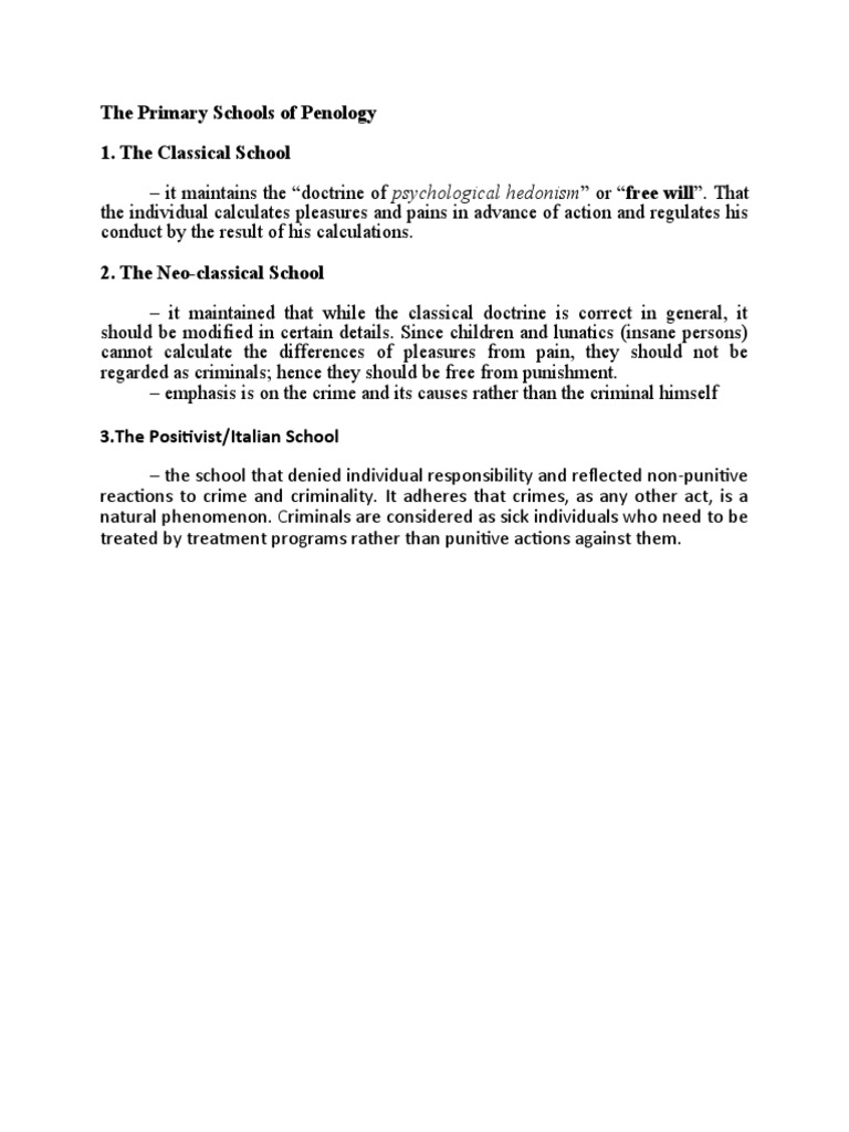 Overview of Penology Schools | PDF